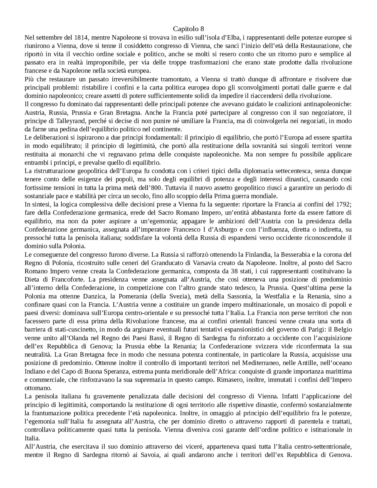 Restaurazione E Moti Rivoluzionari Docsity