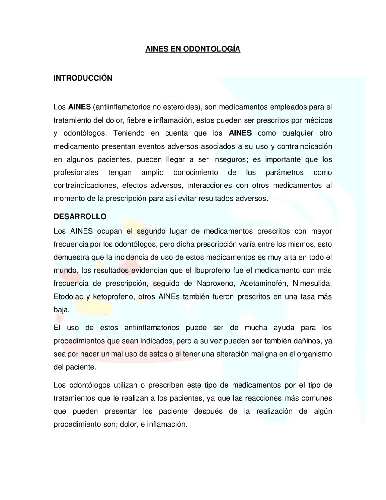 Aines En Odontologia Resúmenes De Farmacología Docsity