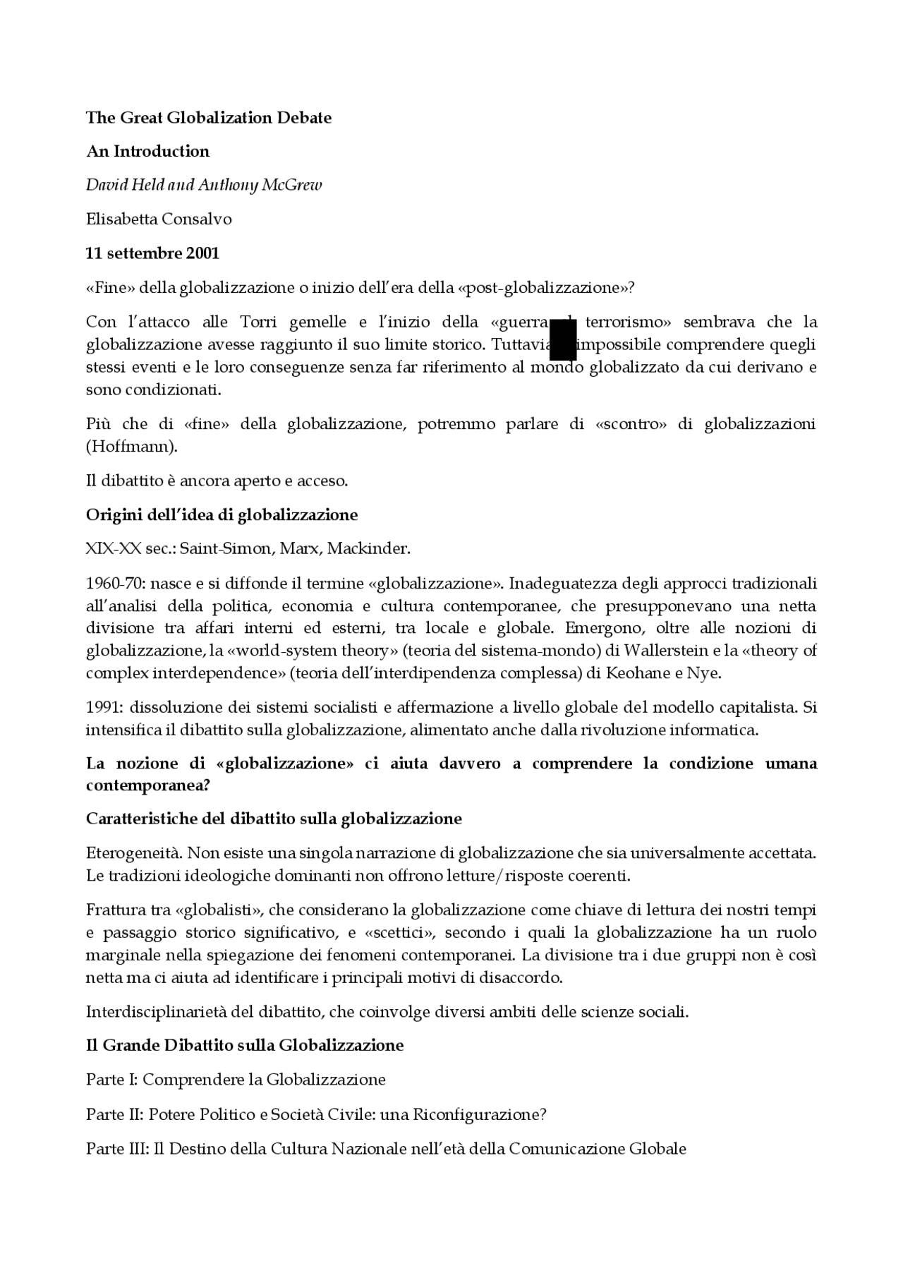 Riassunto E Traduzione The Great Globalization Debate An Introduction