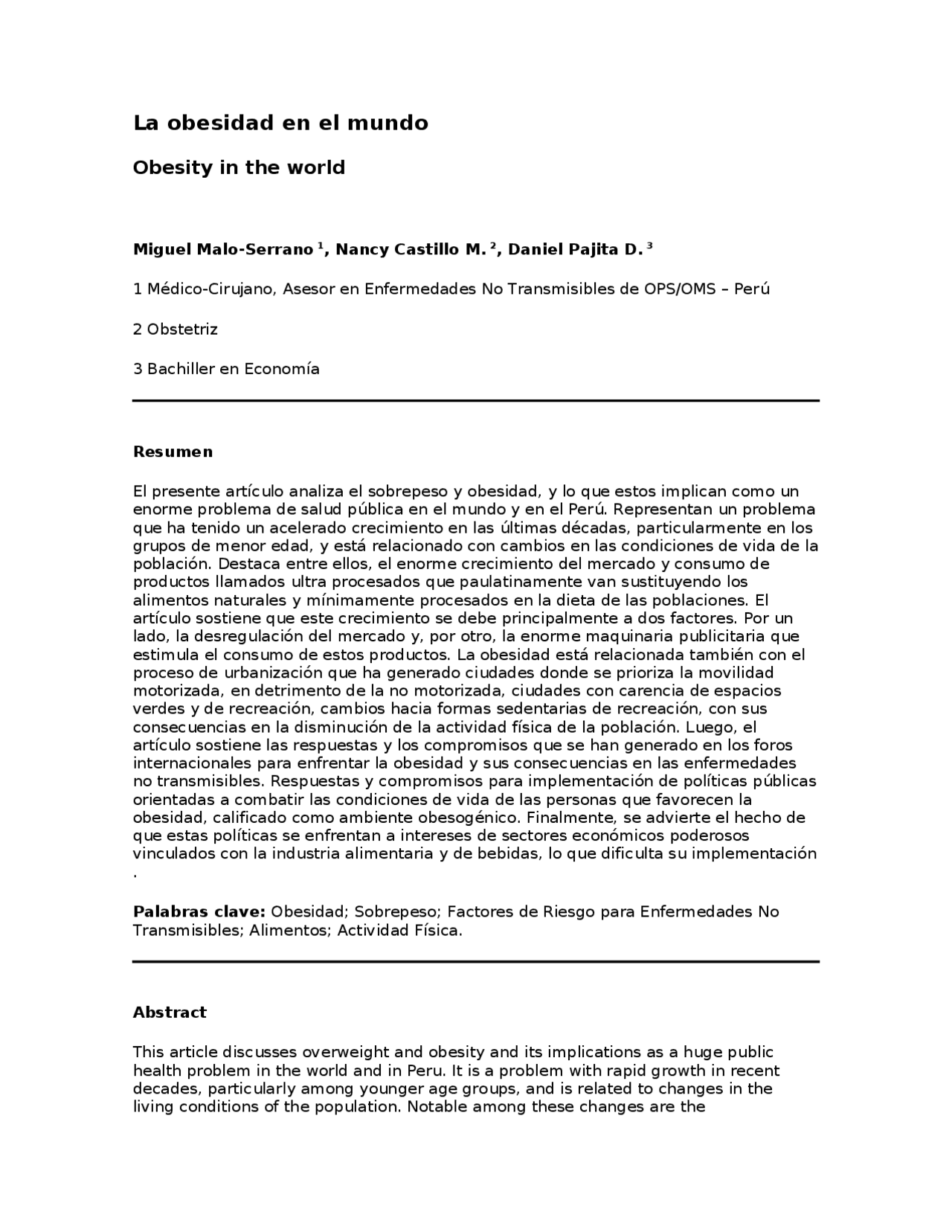 Obesidad Universal Importancia Docsity