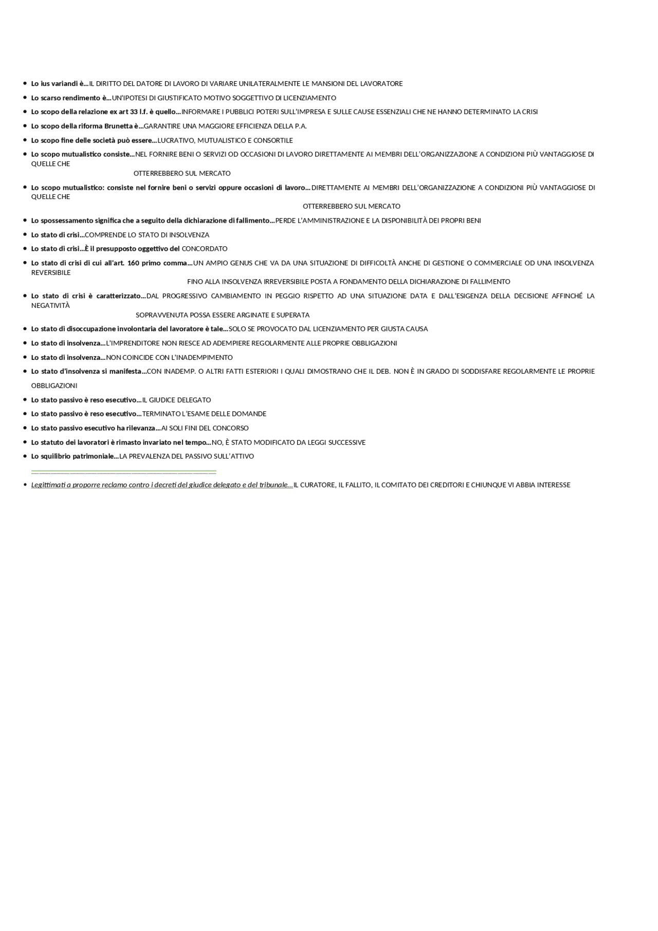 Test Diritto Fallimentare 2021 Docsity