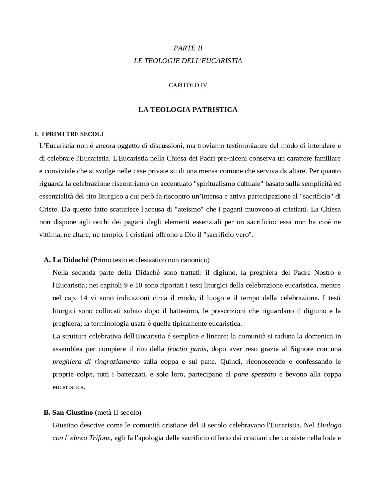 Riassunto Quarto Capitolo Libro Nunzio Conte Eucaristia Docsity