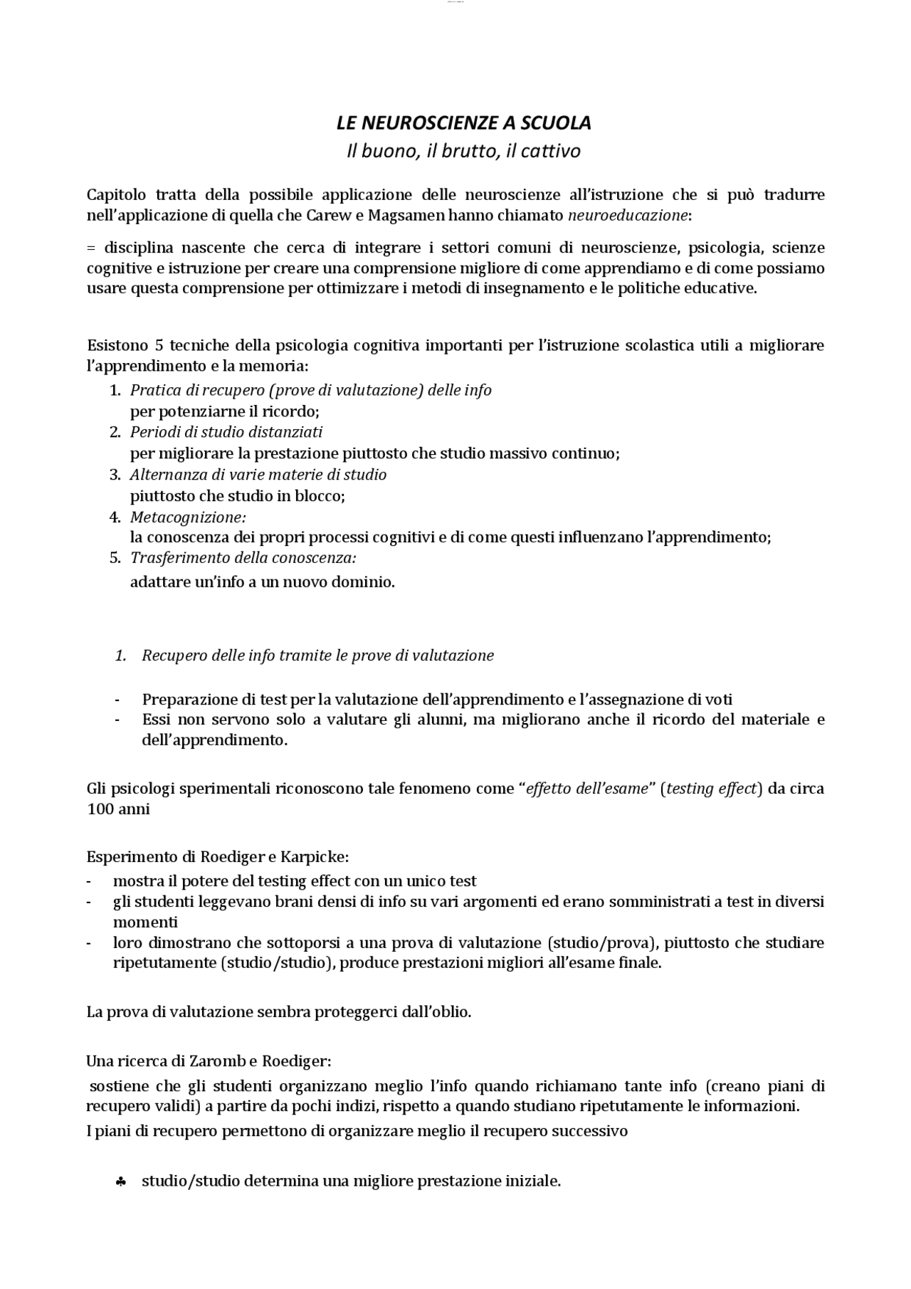 Neuroscienze Riassunto Manuale Completo Docsity