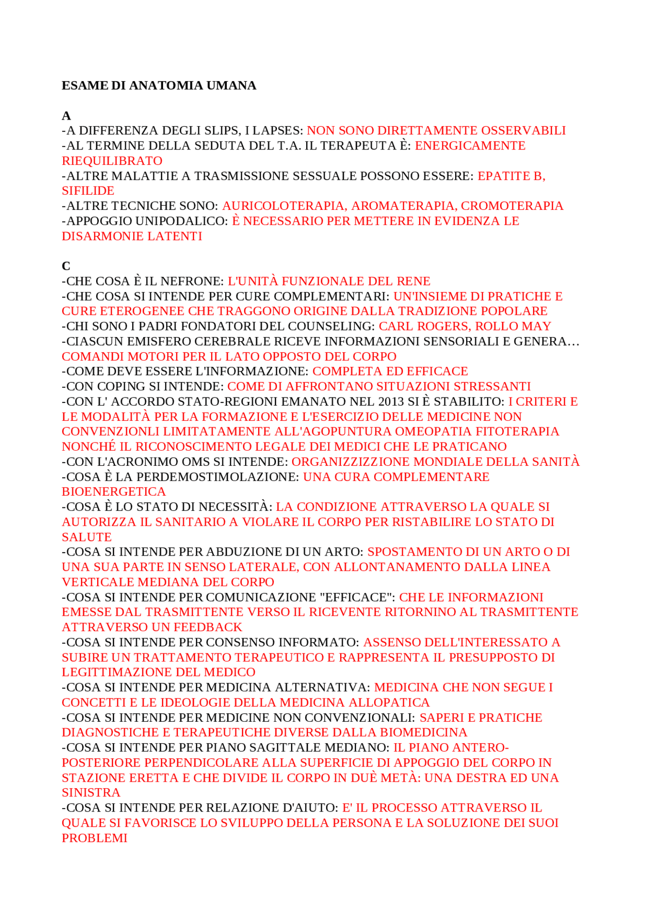 Anatomia Umana Scienze Motorie L22 Docsity