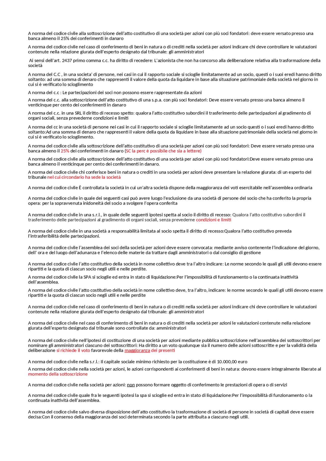 Prova Desame Diritto Commerciale Docsity
