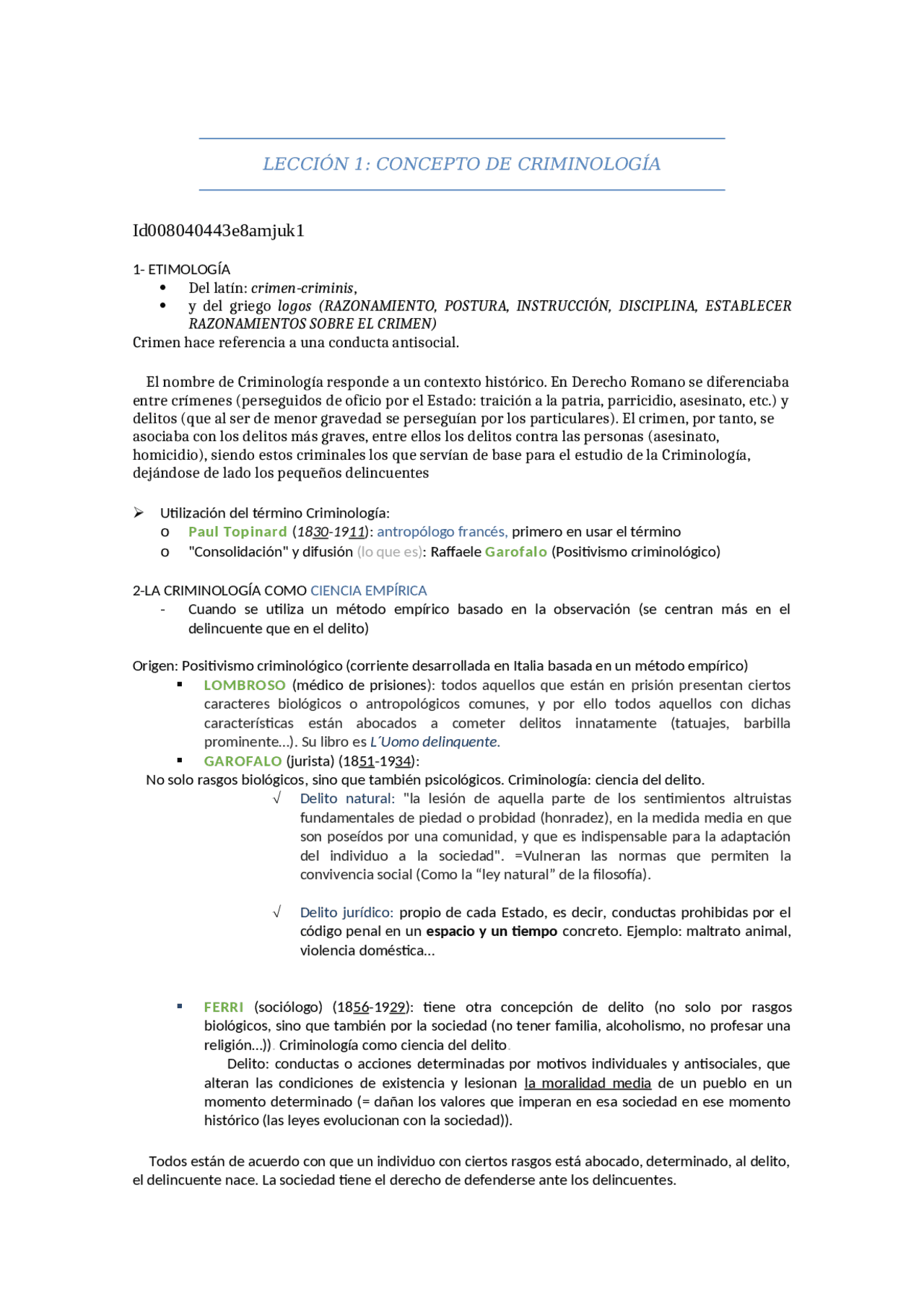 Introducción A La Criminologia Docsity