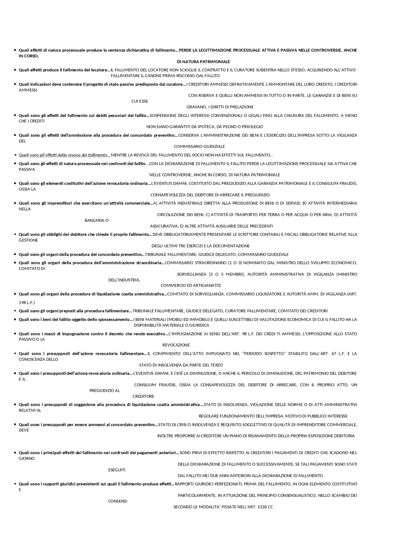 Test Diritto Fallimentare 2021 Docsity