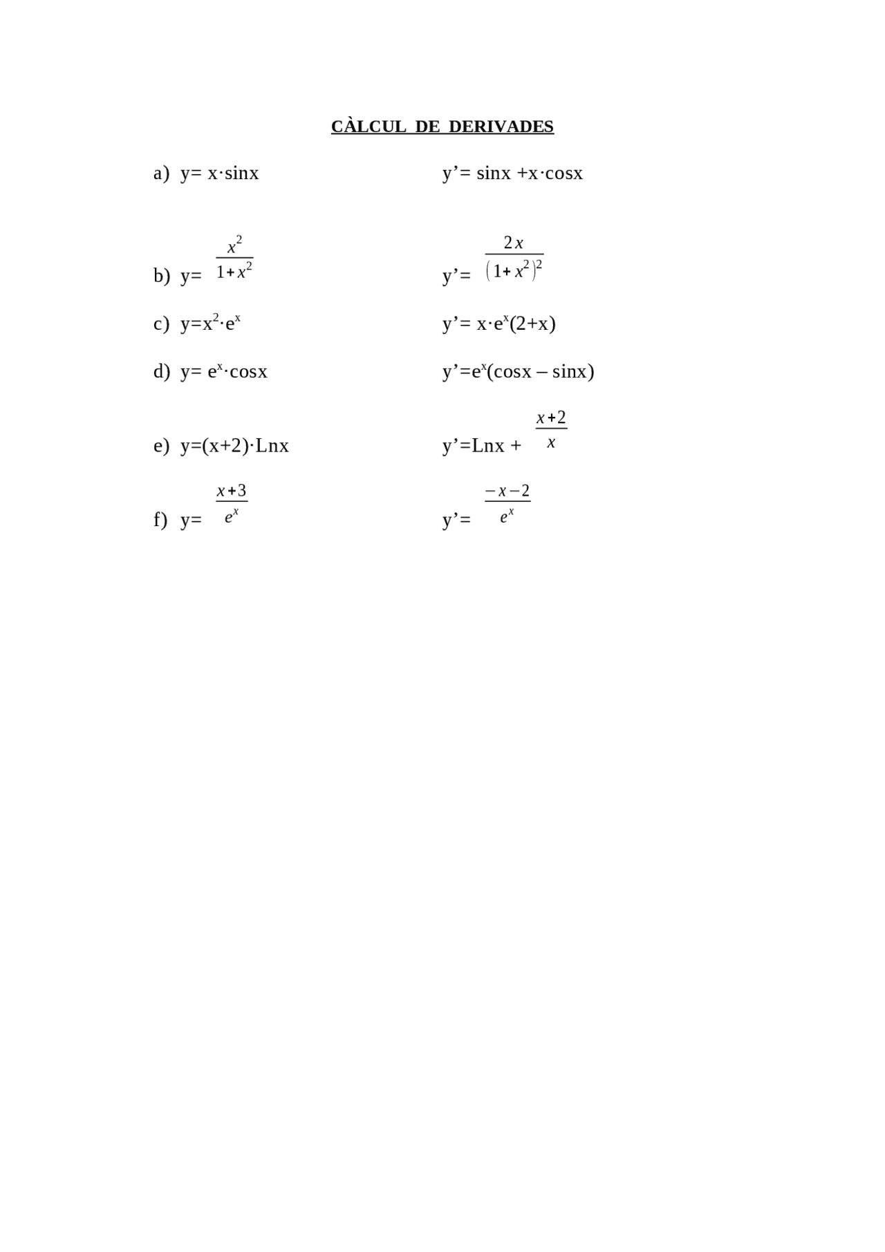 Ejercicios Para Practicar Las Derivadas Ejercicios De Matemáticas