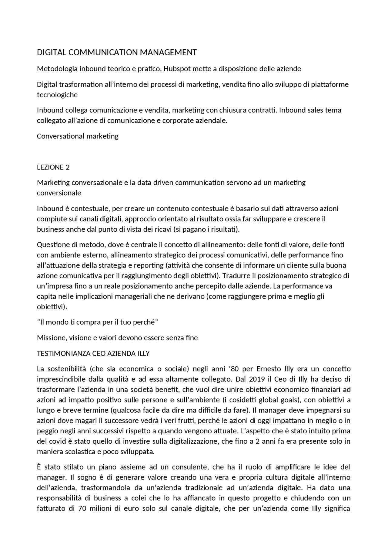 Appunti Lezione Digital Communication Management Docsity