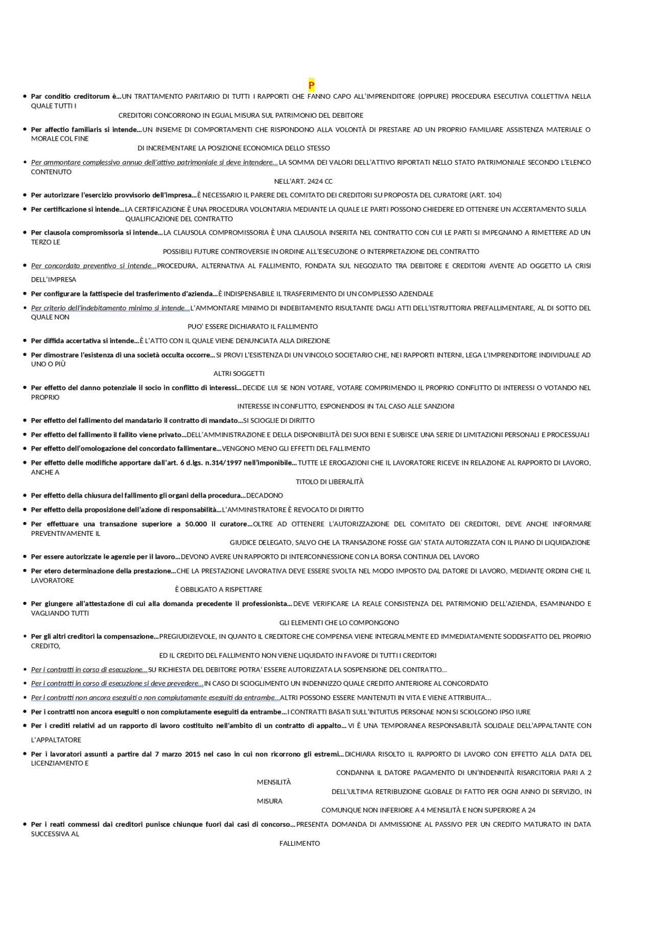 Test Diritto Fallimentare 2021 Docsity