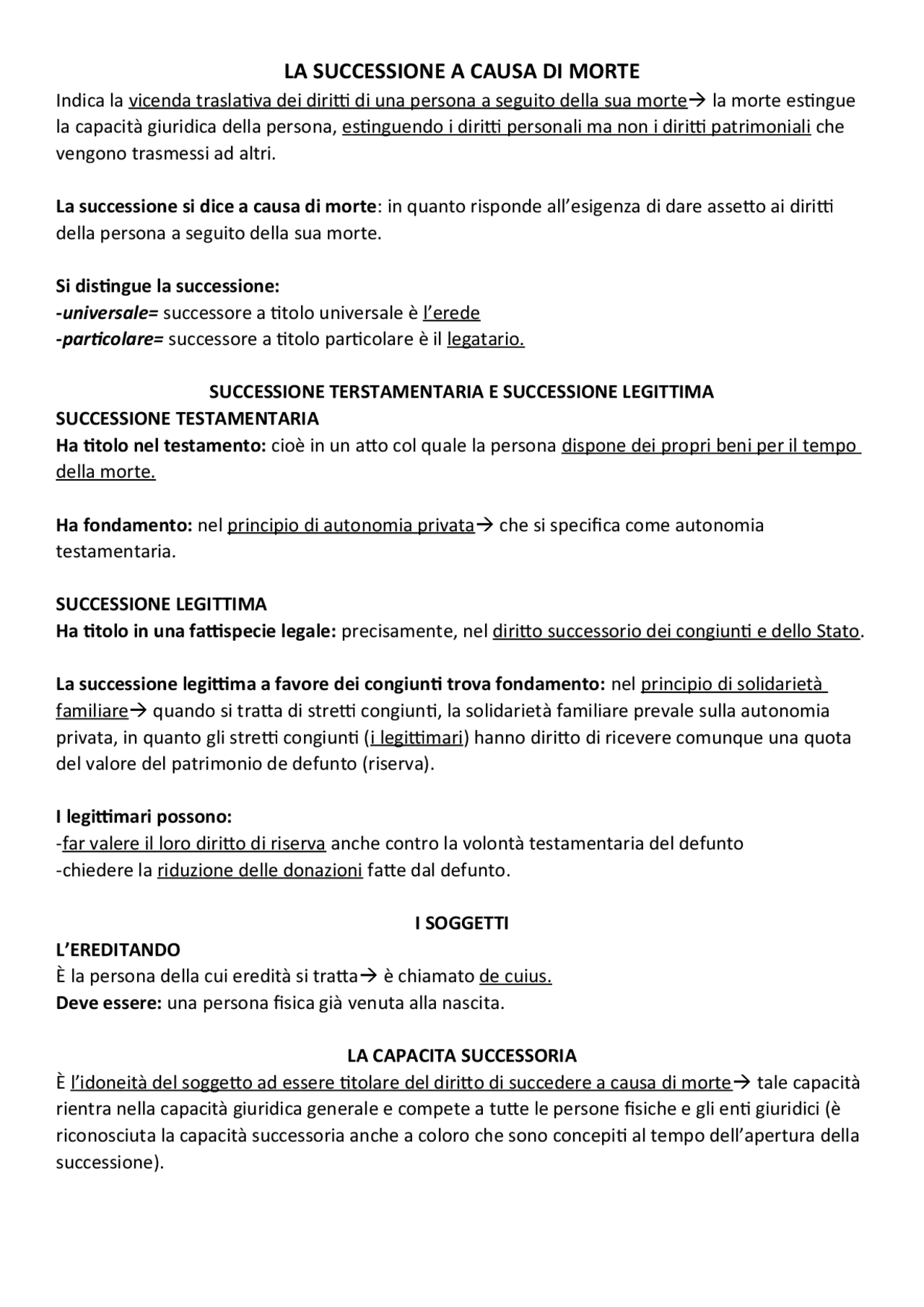 Le Successioni Diritto Privato Docsity