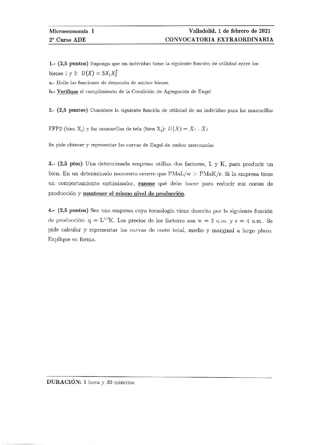 Examen Economia Segundo Curso De Ade Docsity