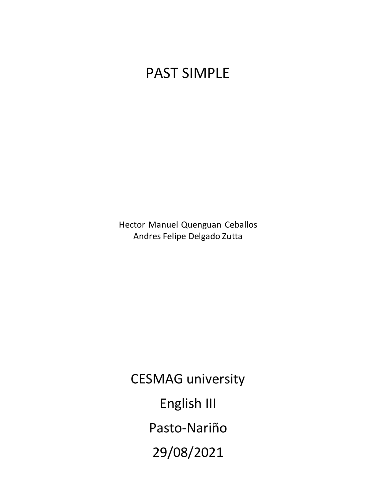 Guia para el estudio de past simple - Docsity