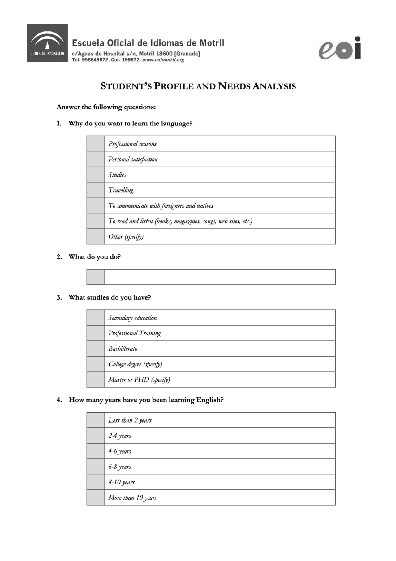 Ingles escuela idiomas una ficha para repasar | Resúmenes de Inglés ...