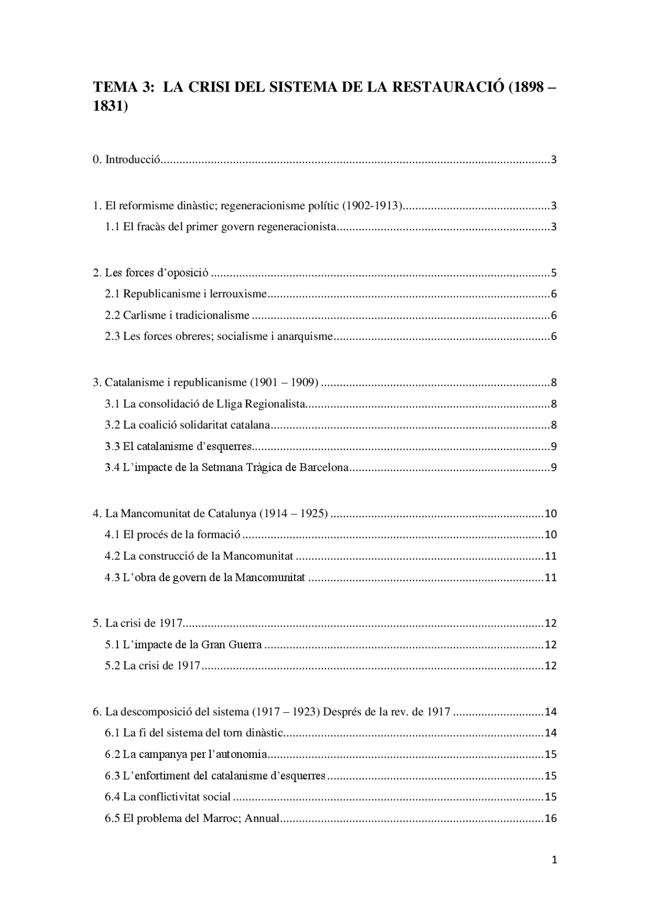 Tema Tercer Història Selectivitat Docsity