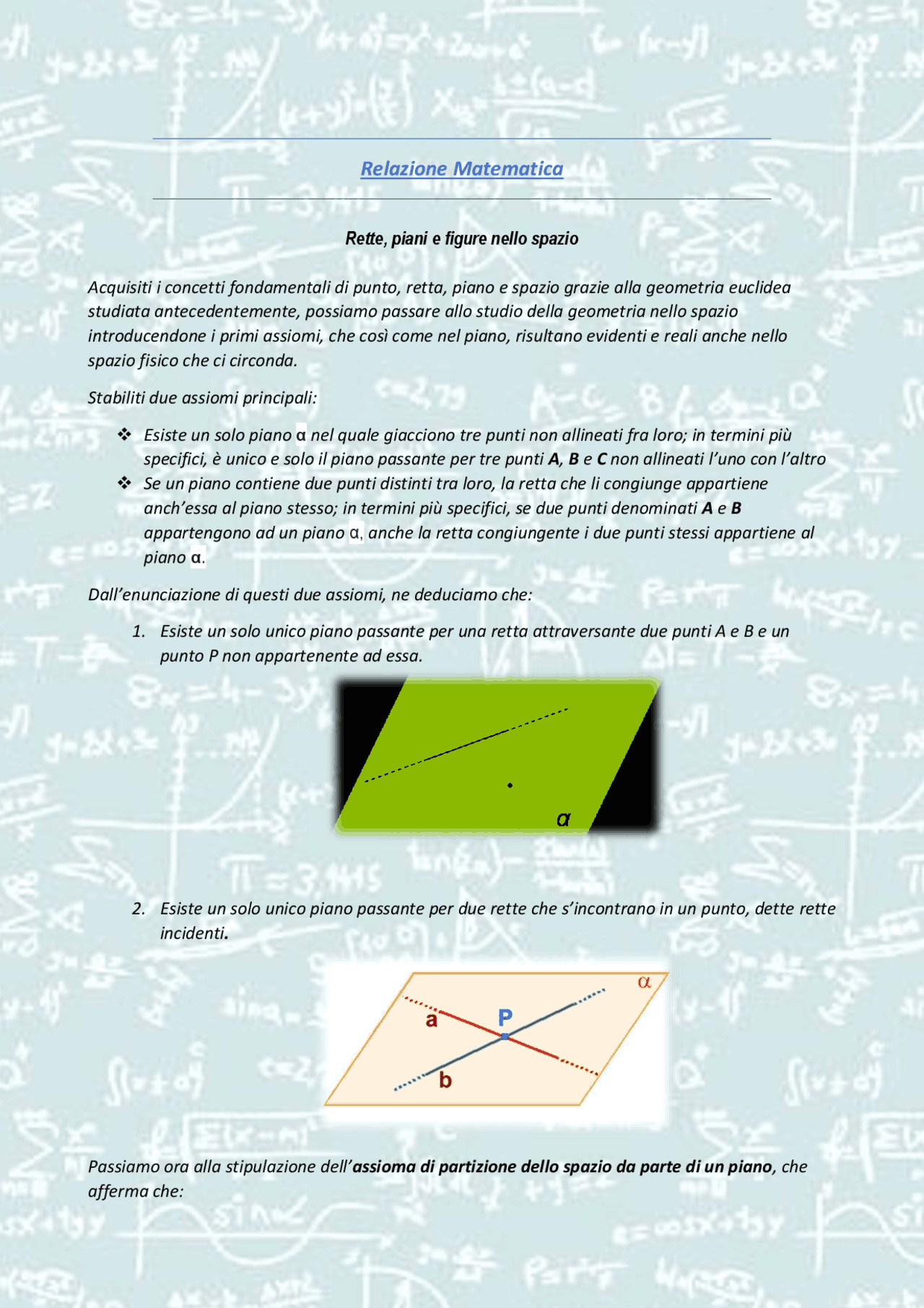 Rette, piani e figure nello spazio - Docsity