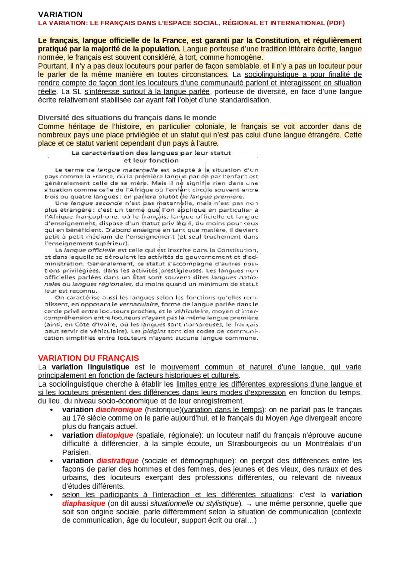 Appunti La Variation Docsity