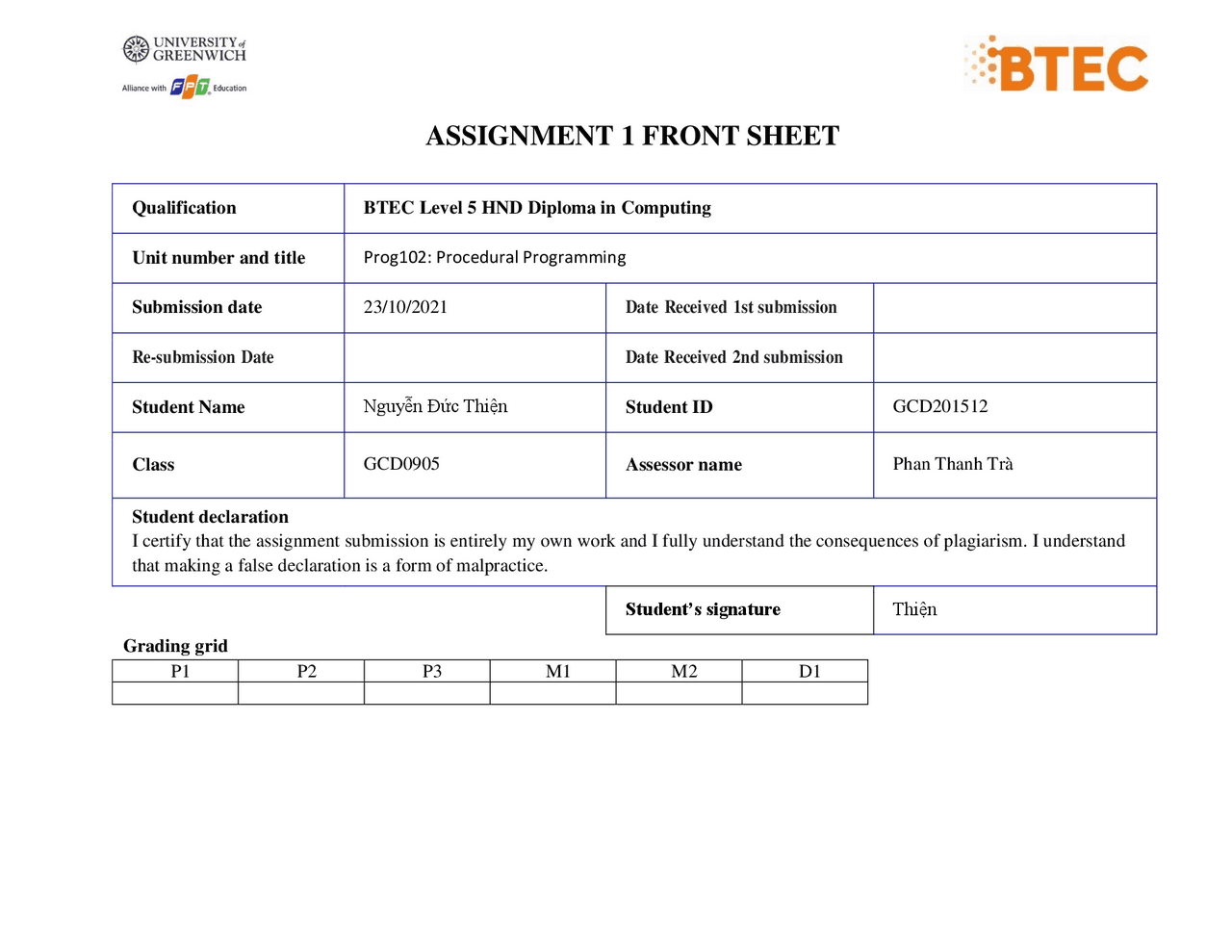 Prog102 Assignment1 Greenwich University Assignments Programming