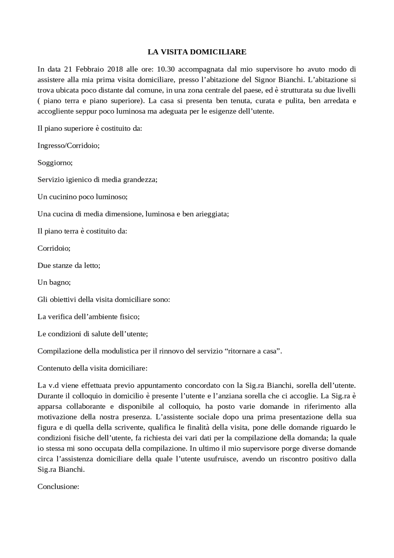 La Visita Domiciliare Docsity