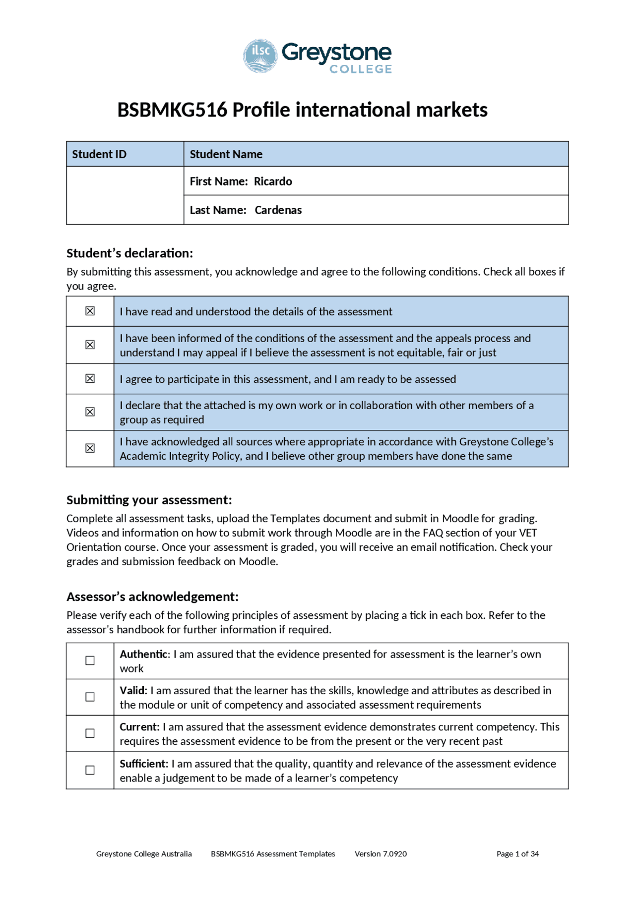 Assessment ILS Greystone - Docsity
