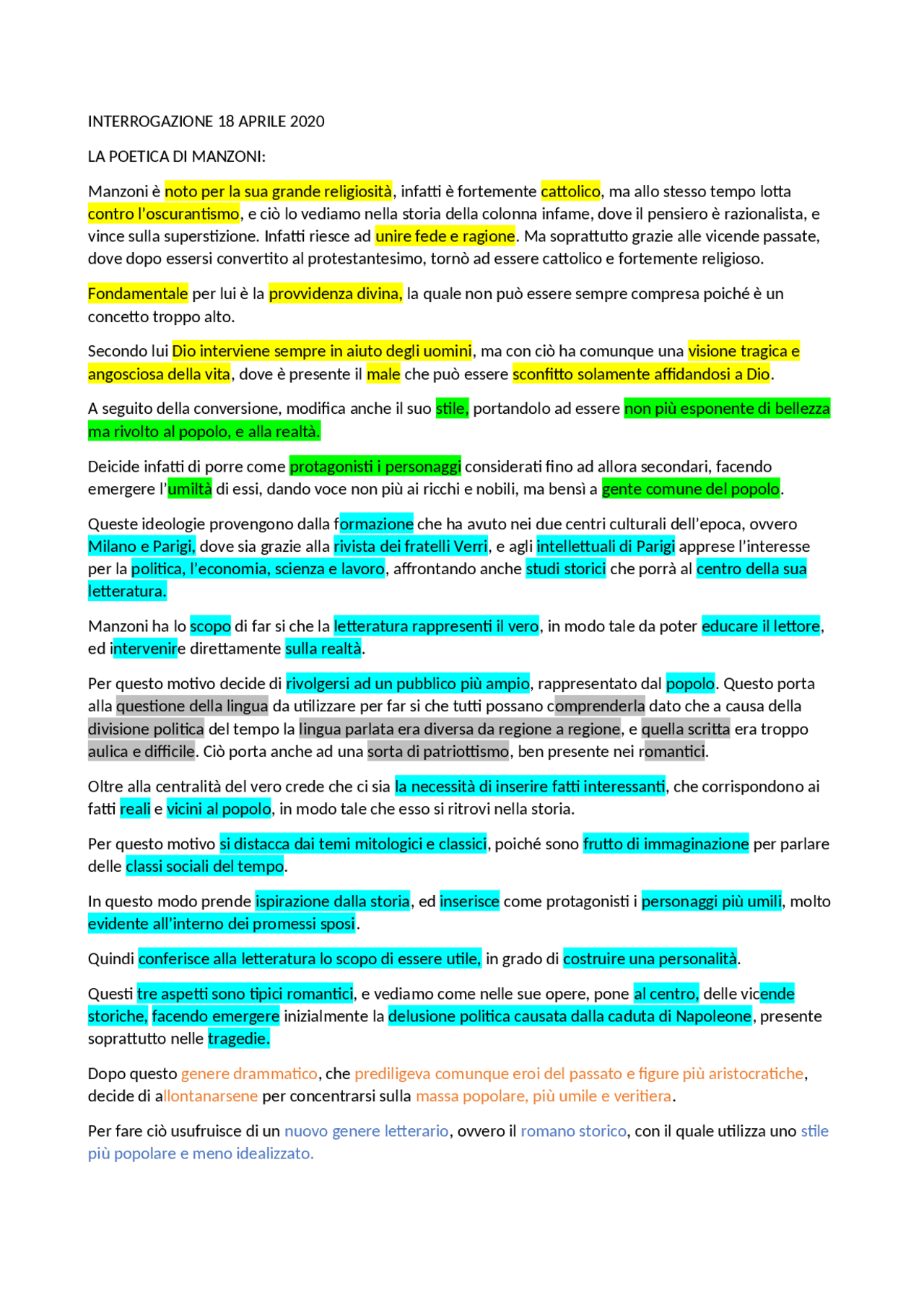 Manzoni Vita E Opere Con Analisi Docsity