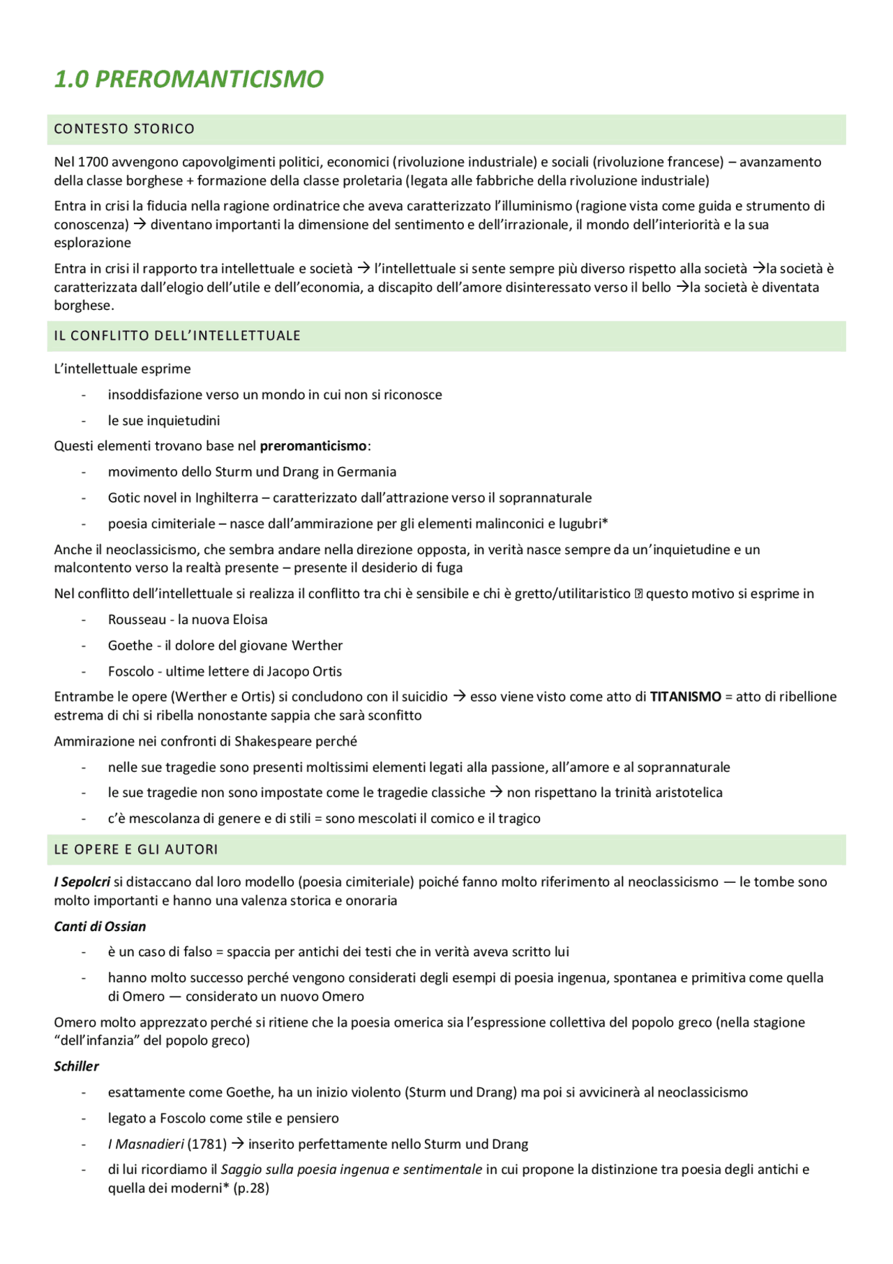 IL PREROMANTICISMO E IL ROMANTICISMO - Docsity