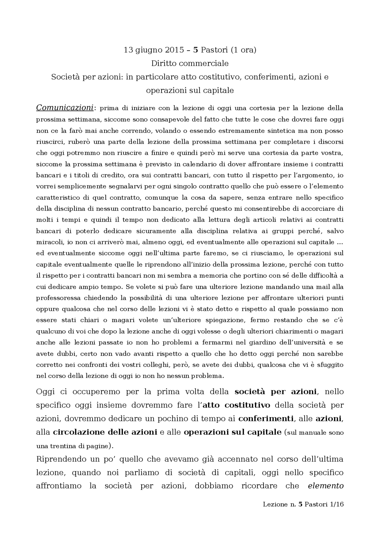 Le Società Spa Diritto Commerciale Docsity