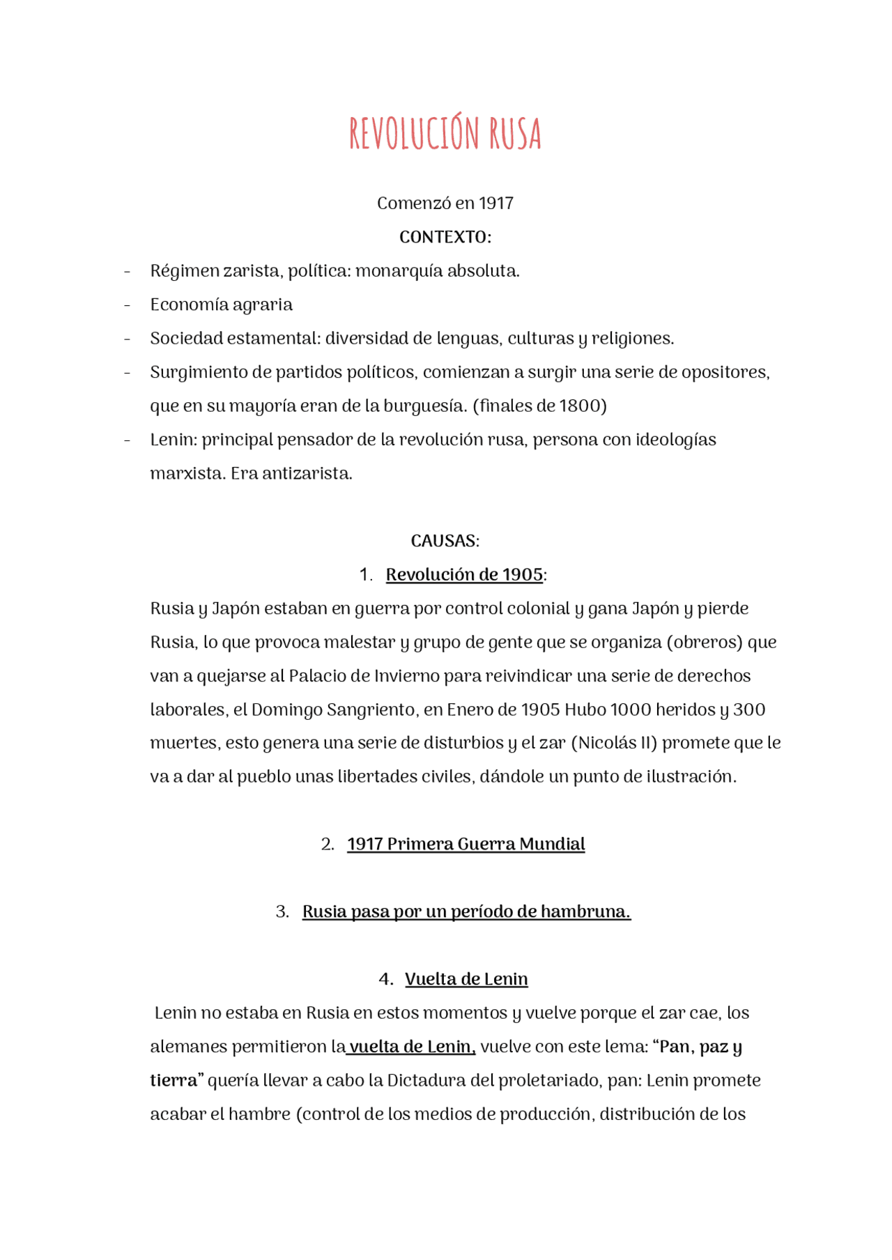 Historia de la Revolución rusa - Docsity