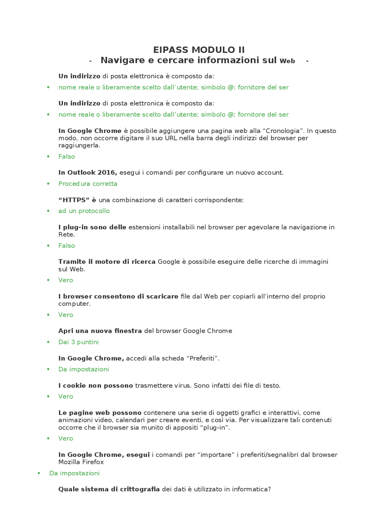 Eipass Modulo Ii Navigare E Cercare Informazioni Sul Web Docsity
