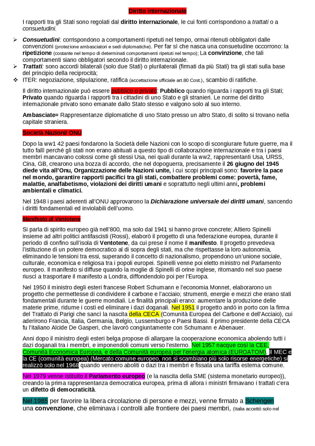Il Diritto Internazionale Docsity
