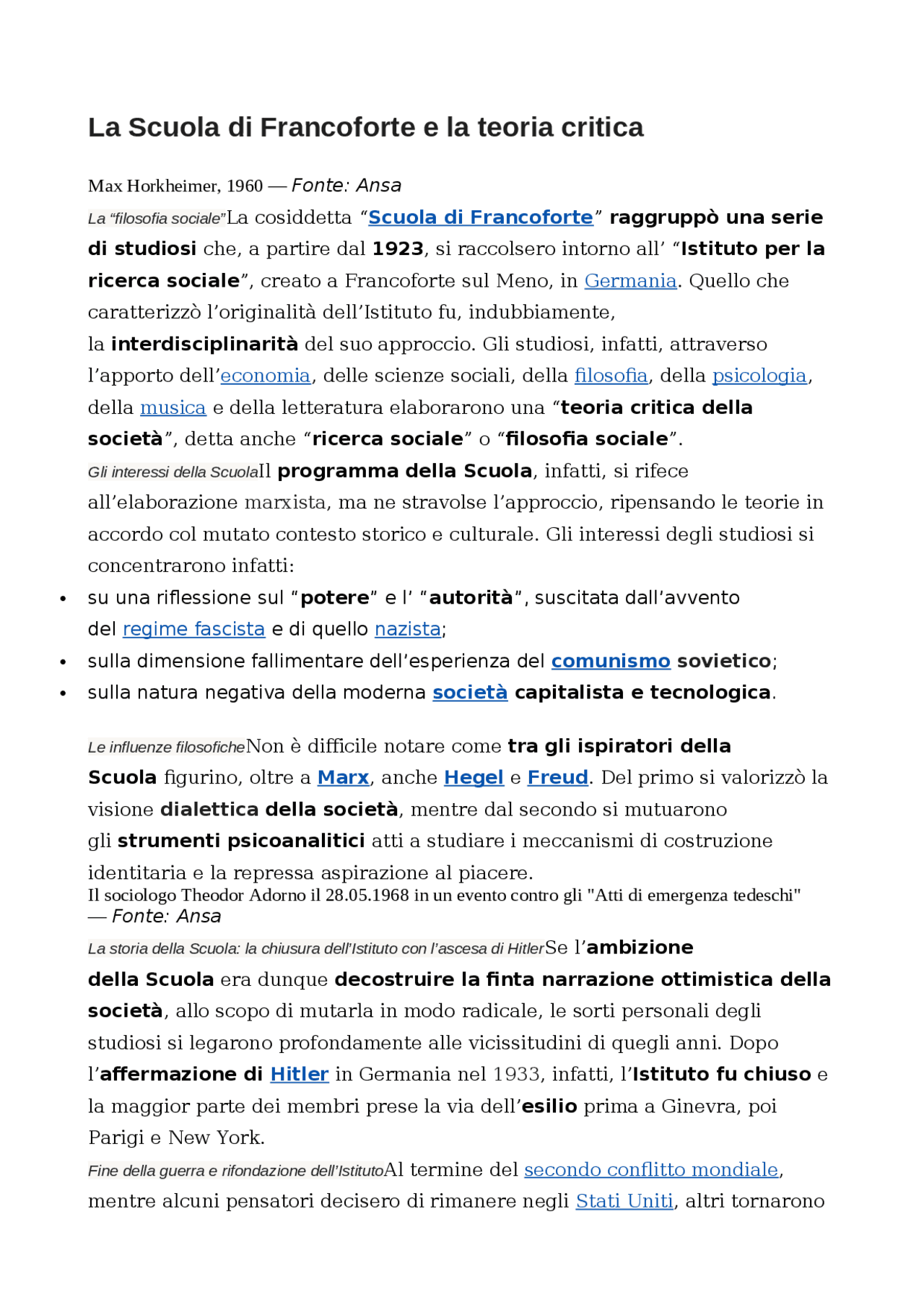 Scuola Di Francoforte Docsity