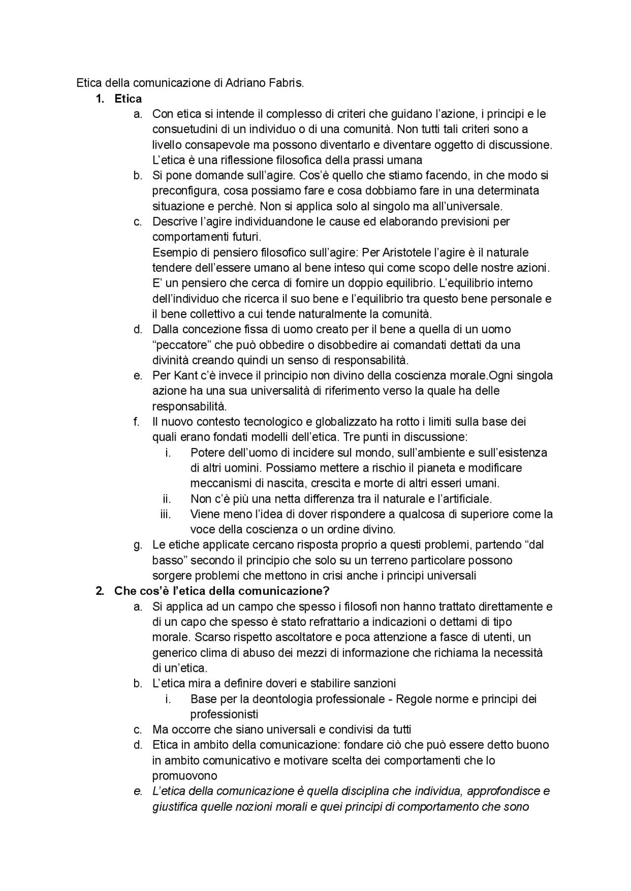 Etica Della Comunicazione Di Adriano Fabris Docsity