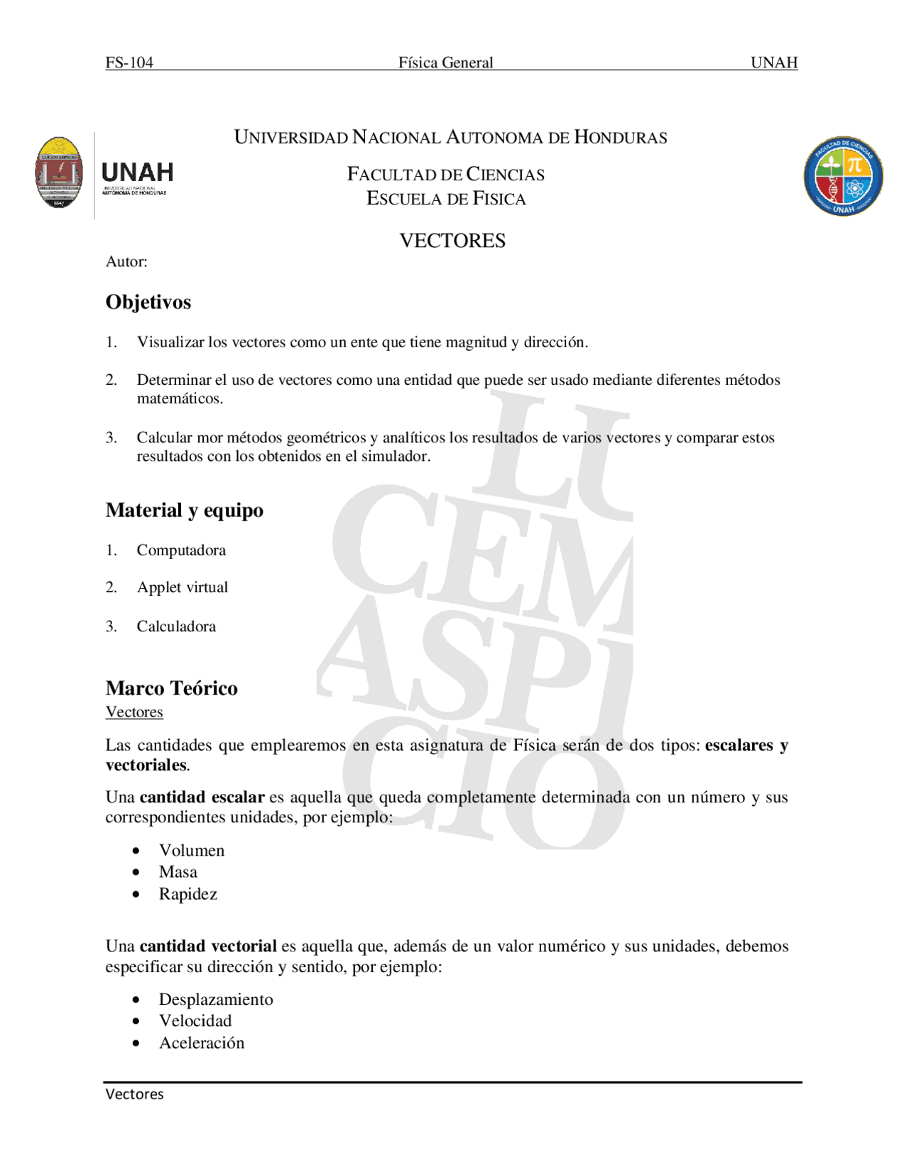 Vectores Fisica Elemental Docsity