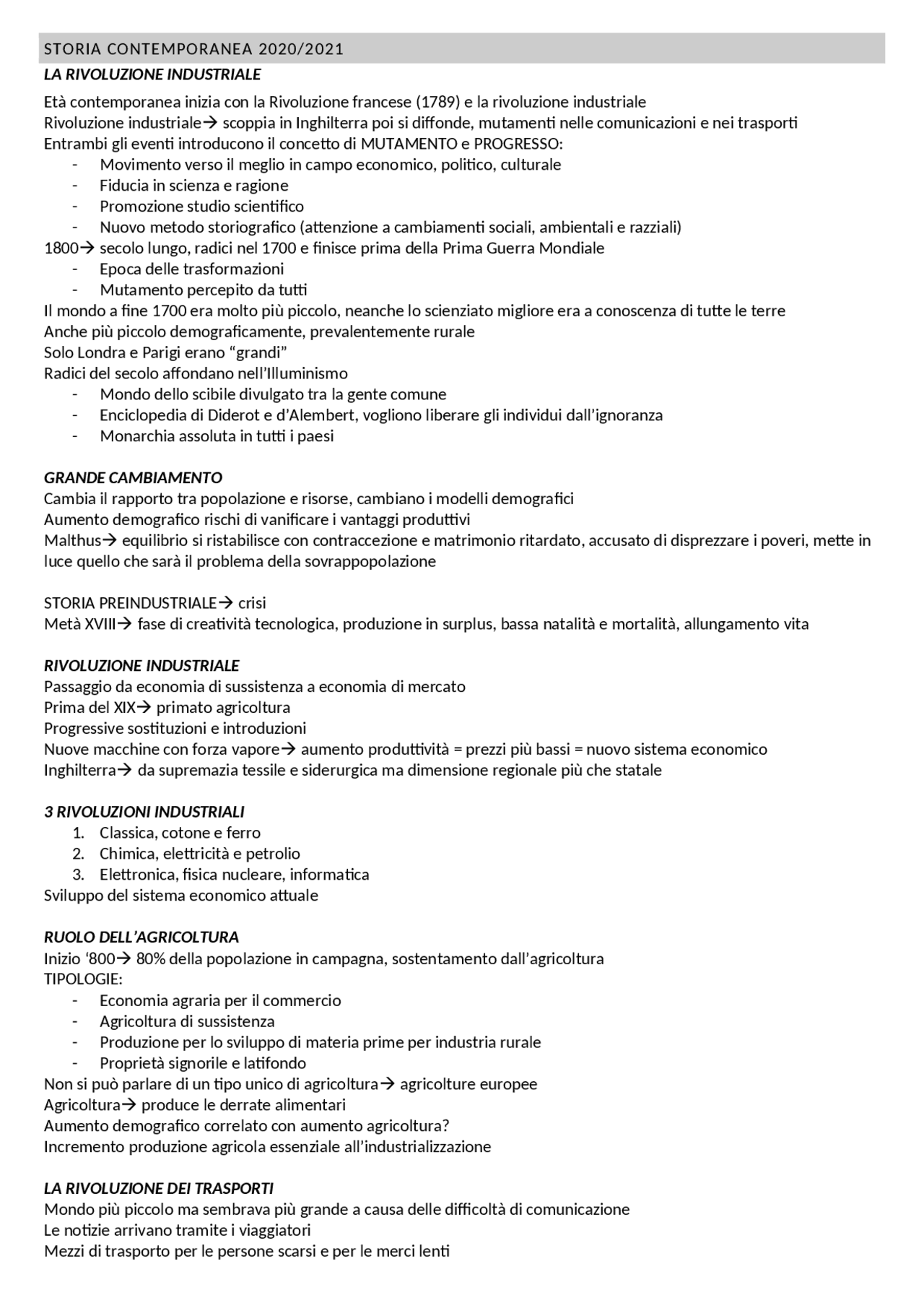 Appunti Storia Contemporanea Docsity