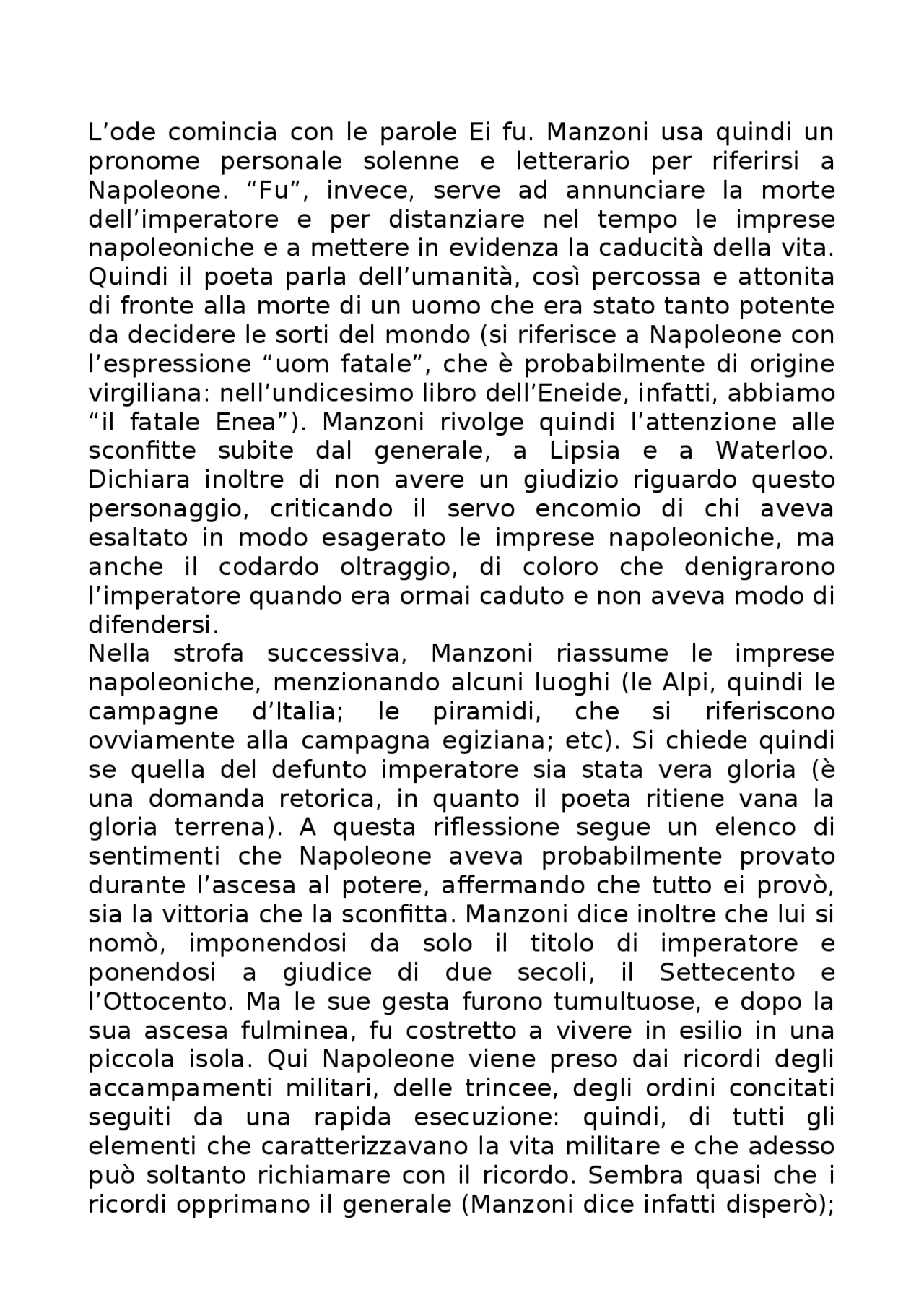 Analisi Del 5 Maggio Docsity