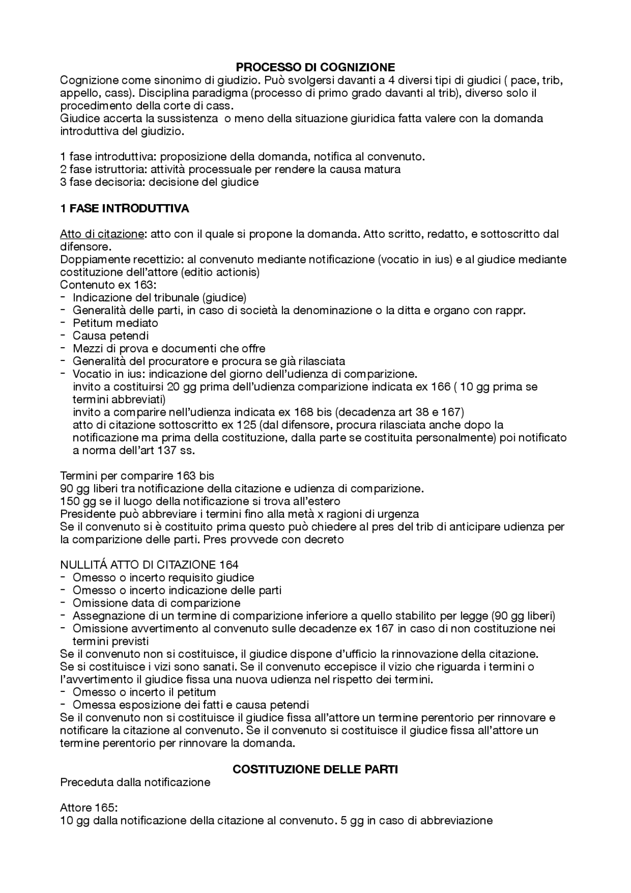 Processo Di Cognizione E Impugnazioni Docsity