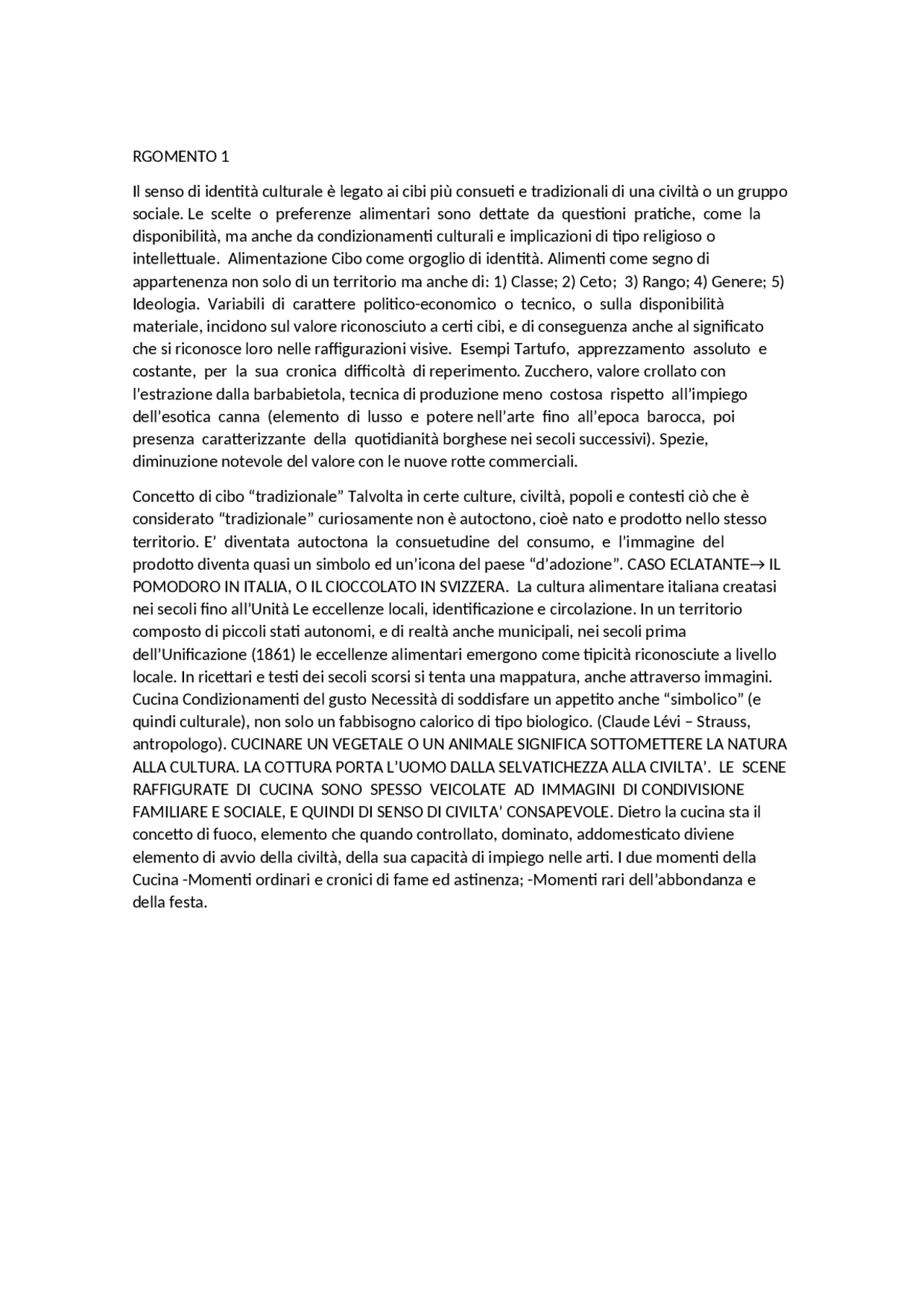 Lezione 1 Immagine Del Cibo Docsity