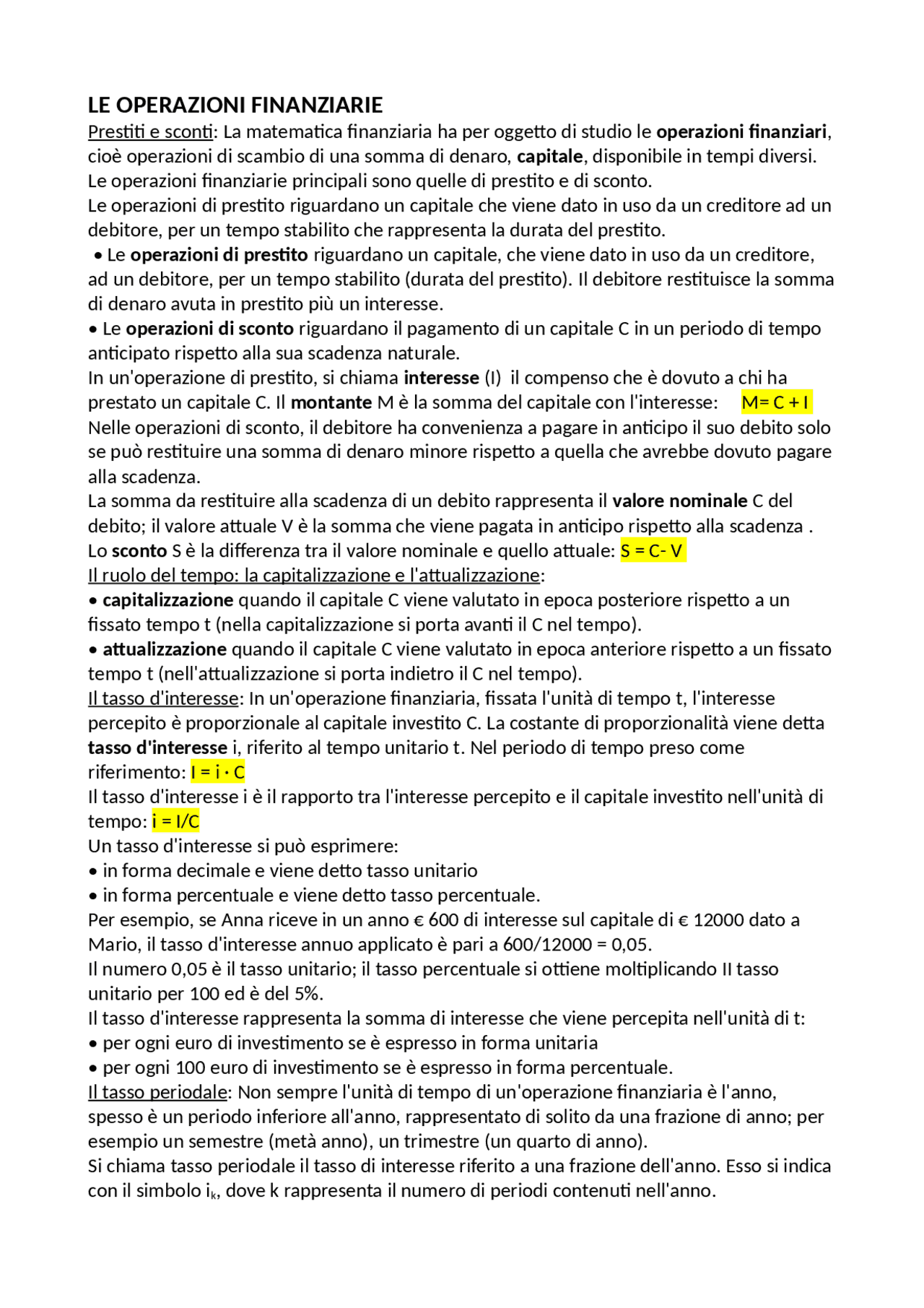 Matematica finanziaria principali formule | Esquemas y mapas ...