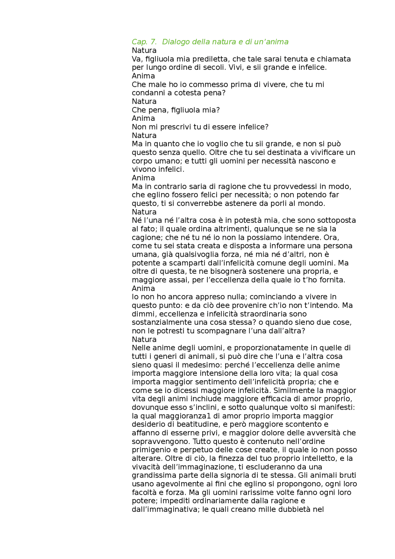 Riassunto Operette Morali Docsity