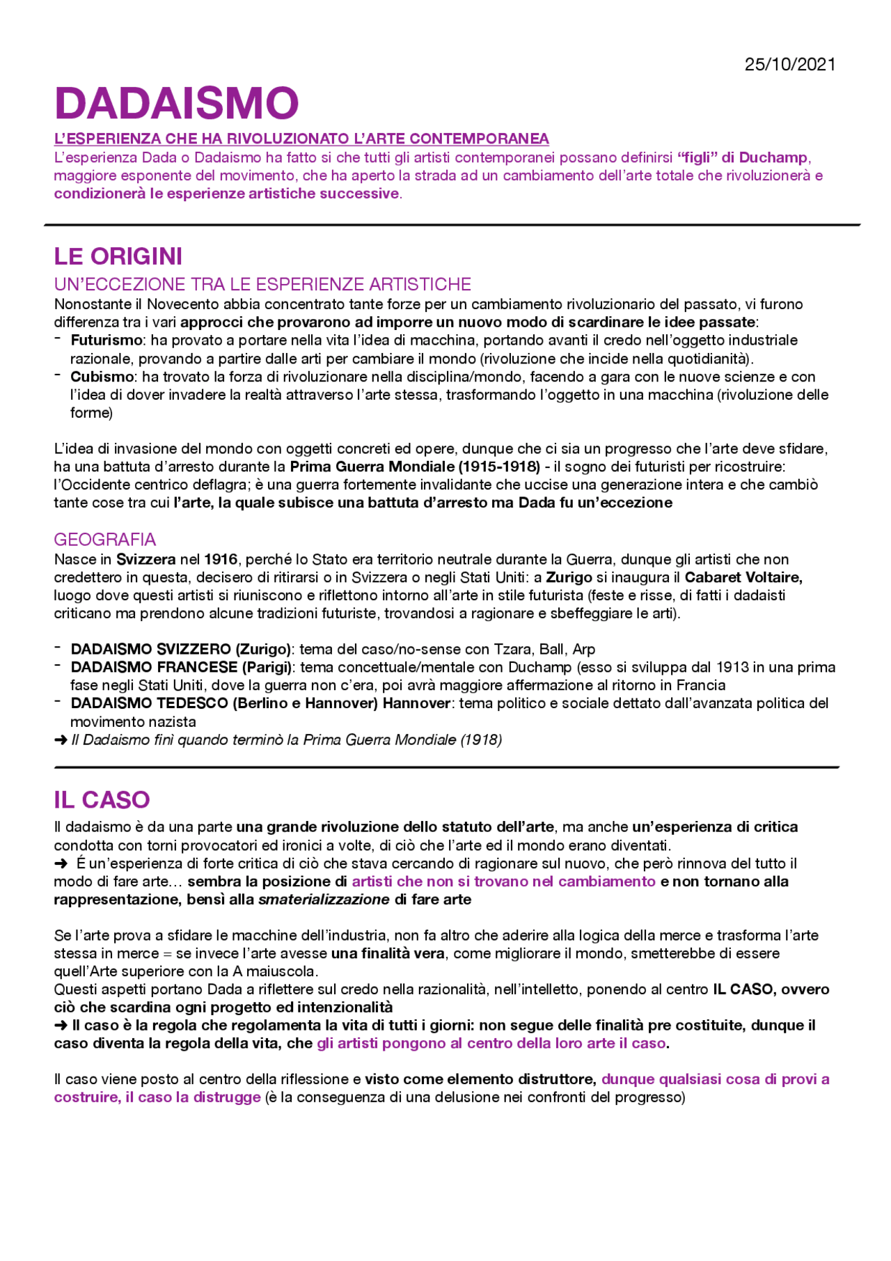 Appunti Arte Contemporanea Dadaismo Docsity