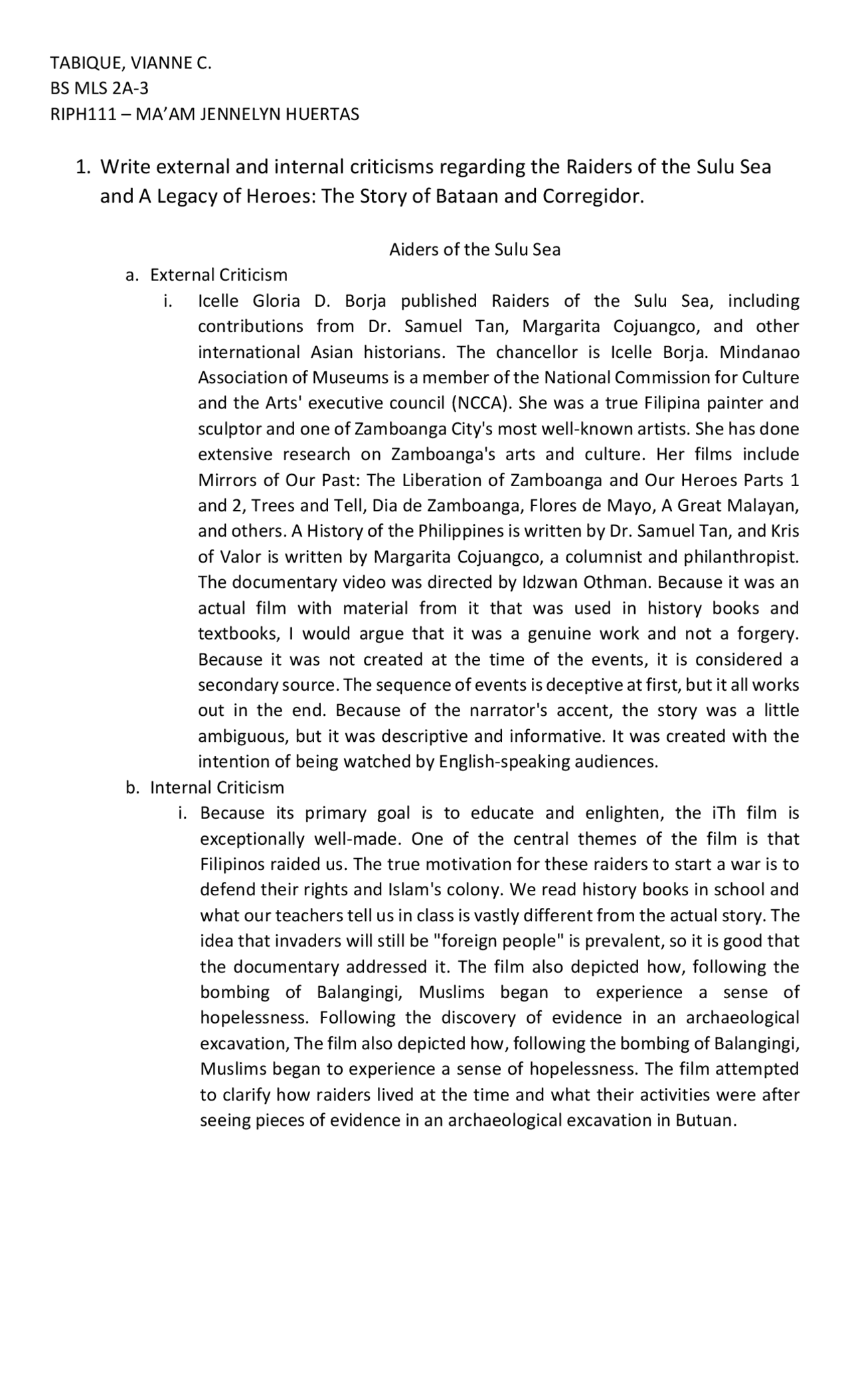 Assignment In History Prelims Docsity