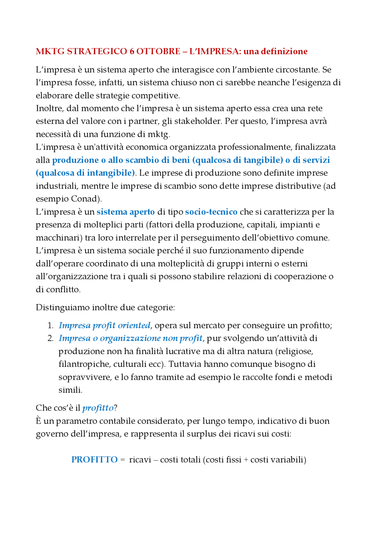 Marketing Strategico Appuntiriassunto Docsity