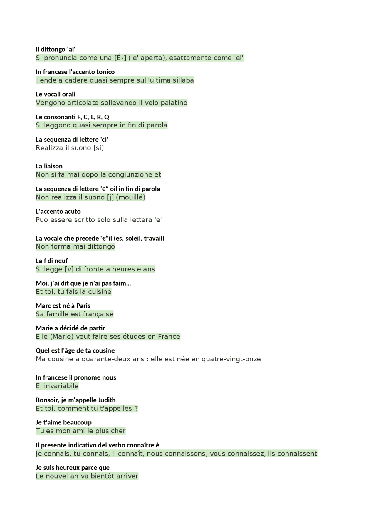 Esame Lingua Francese Docsity