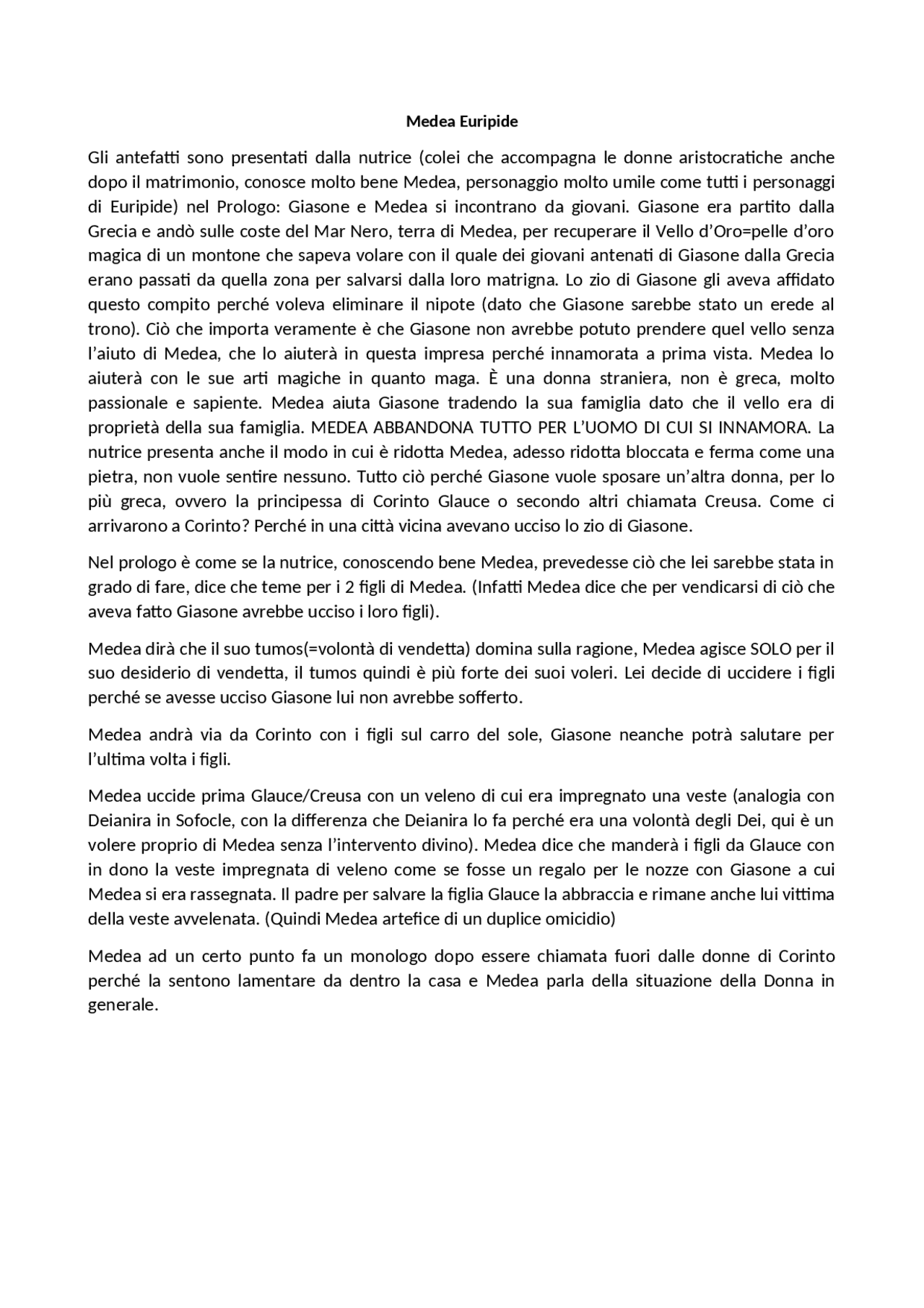 Tragedia Medea Euripide Docsity