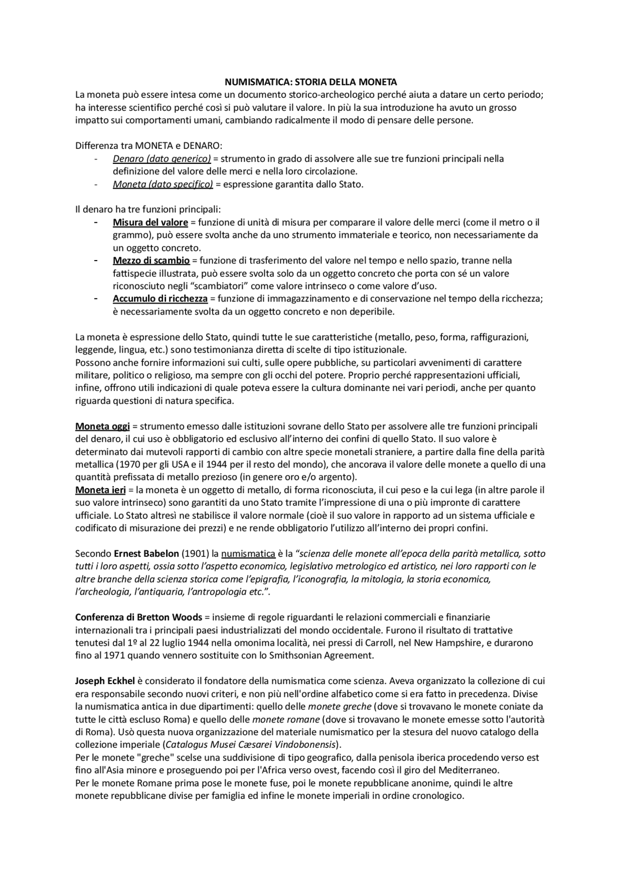 Numismatica Storia Della Moneta Appunti Di Numismatica Docsity