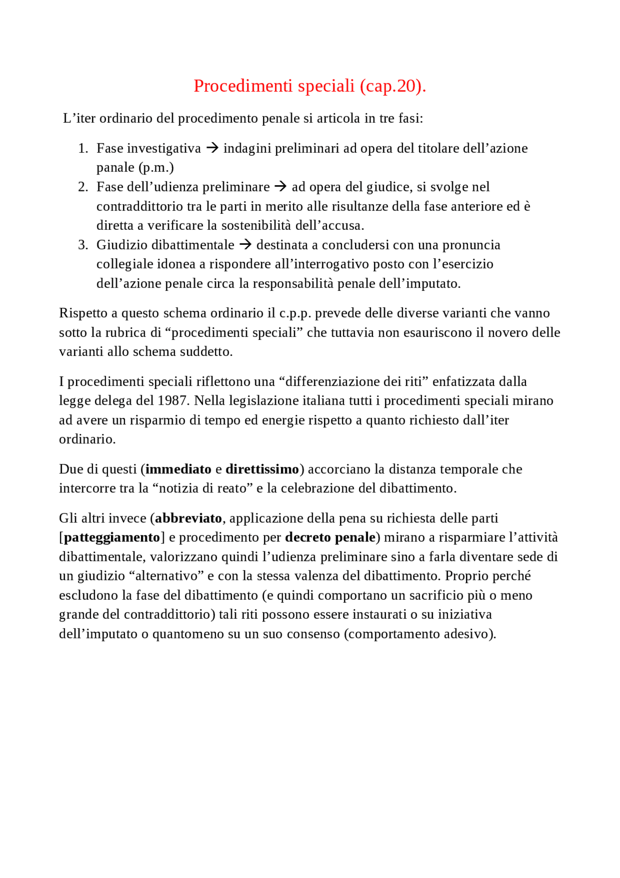 I procedimenti speciali - Docsity