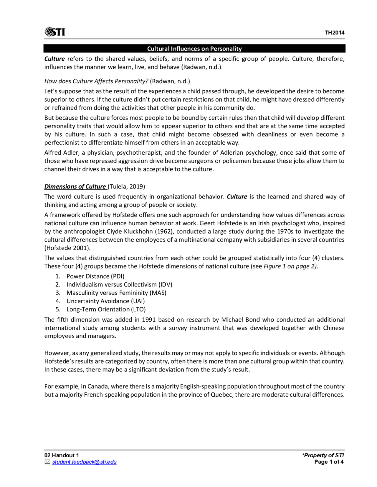 Handout form with lots of information - Docsity