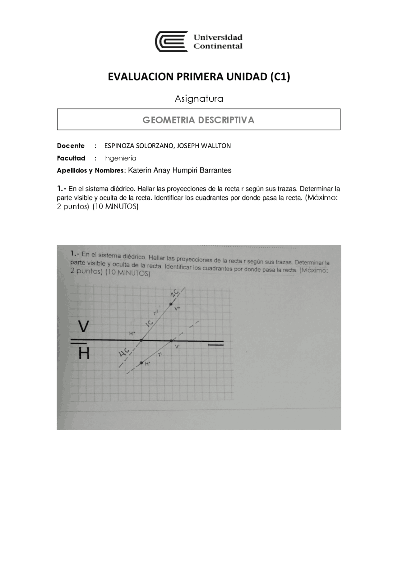 Examen De Geometria Descriptiva Con Resolucion A Mano Alzada