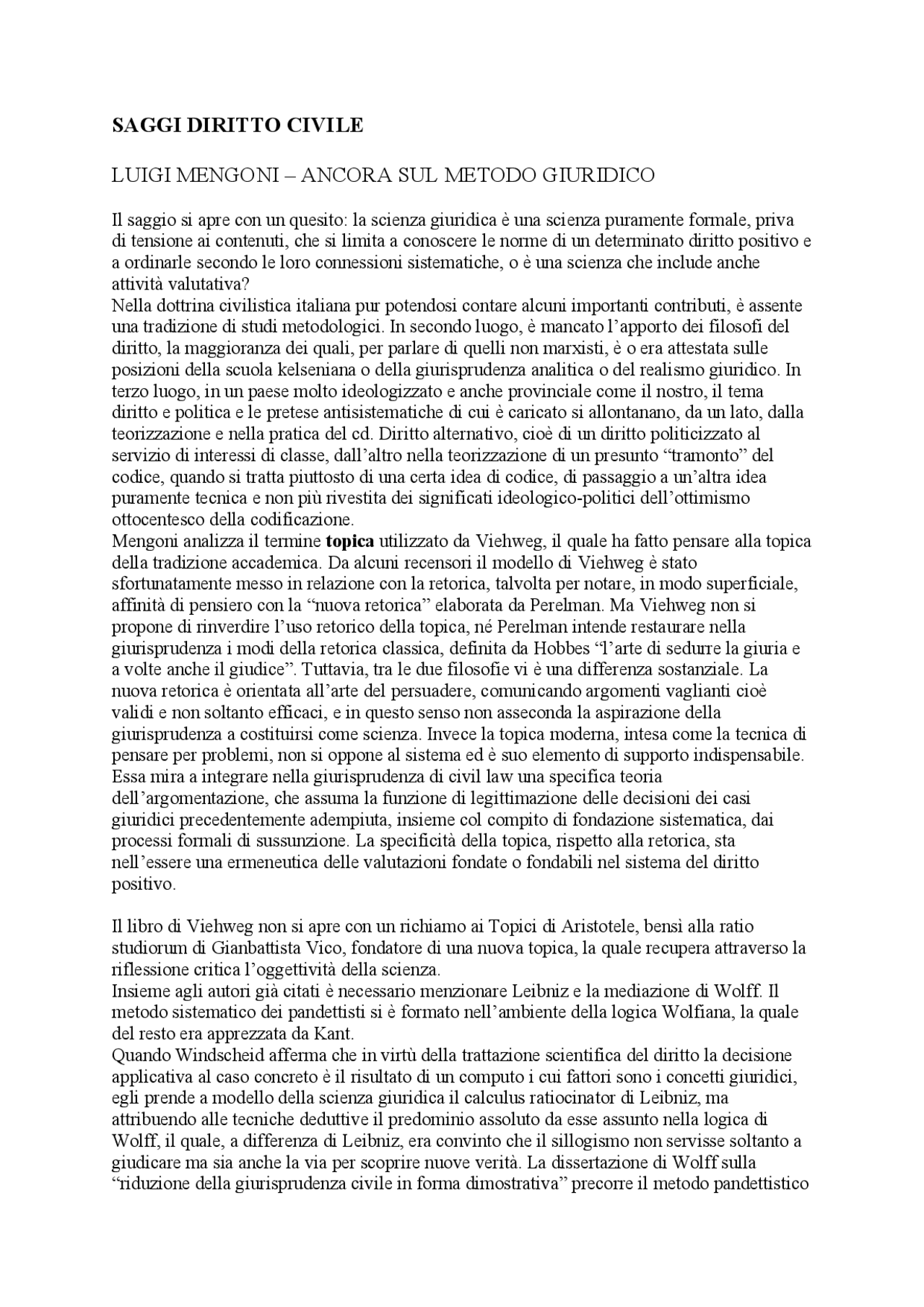 Saggi Di Diritto Civile Docsity