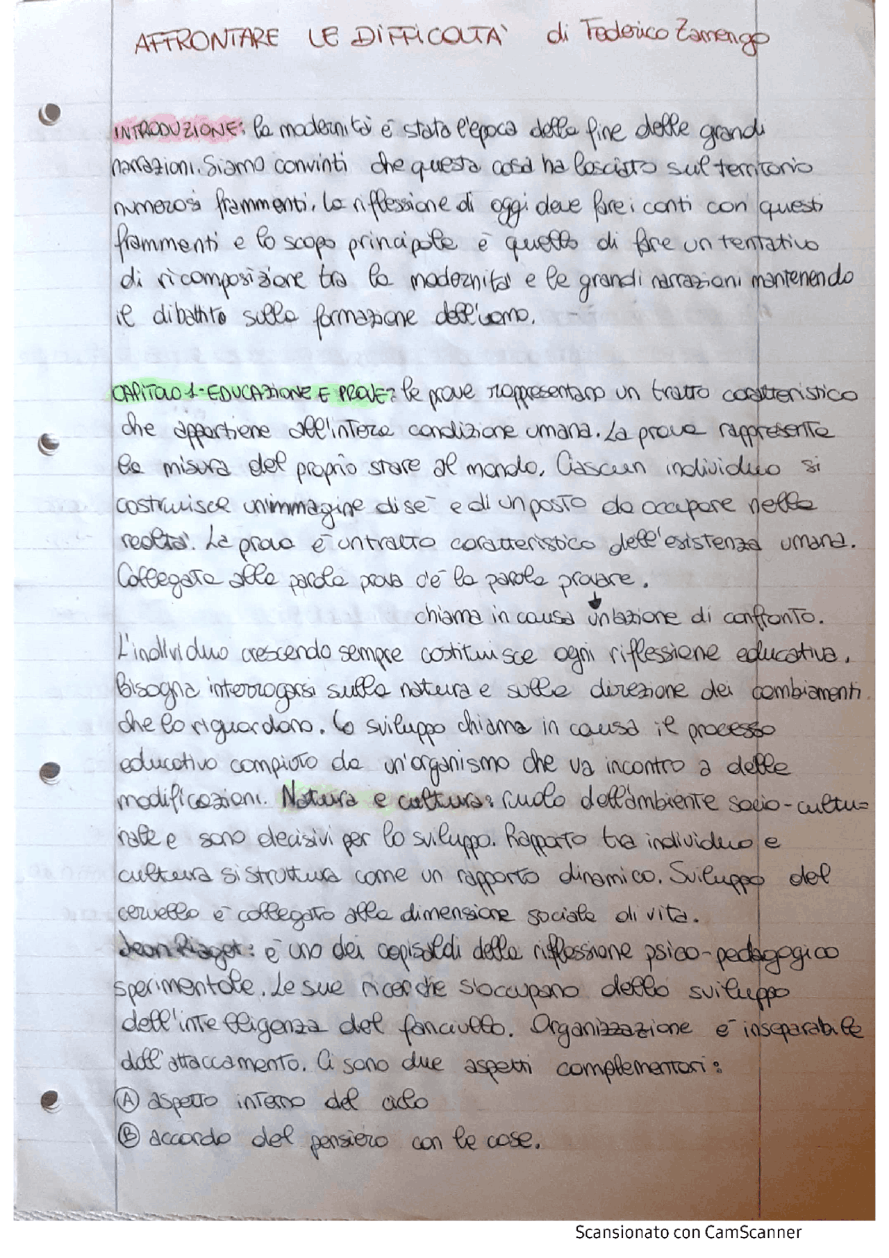 Affrontare Le Difficoltà Di Zamengo Docsity